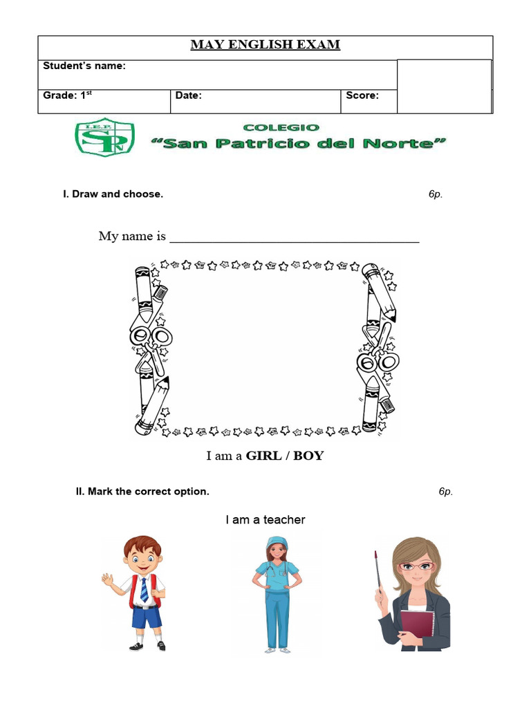 MAY ENGLISH EXAM 1ER GRADO | PDF