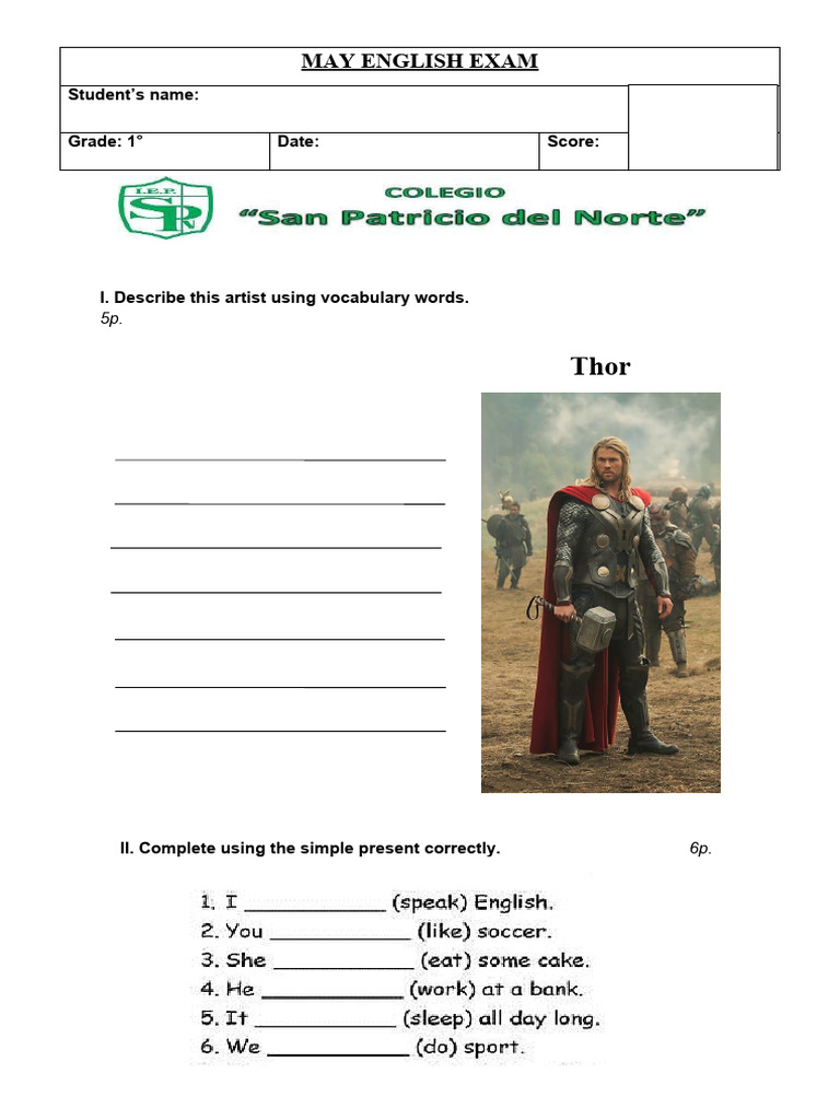 May English Exam 1ro Secundaria | PDF | Language Arts & Discipline