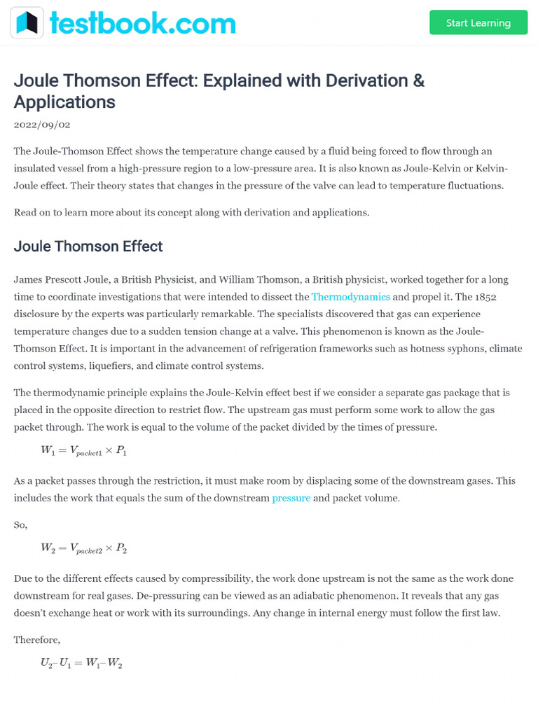 Physics Joule Thomson Effect Bb5e58fd | PDF