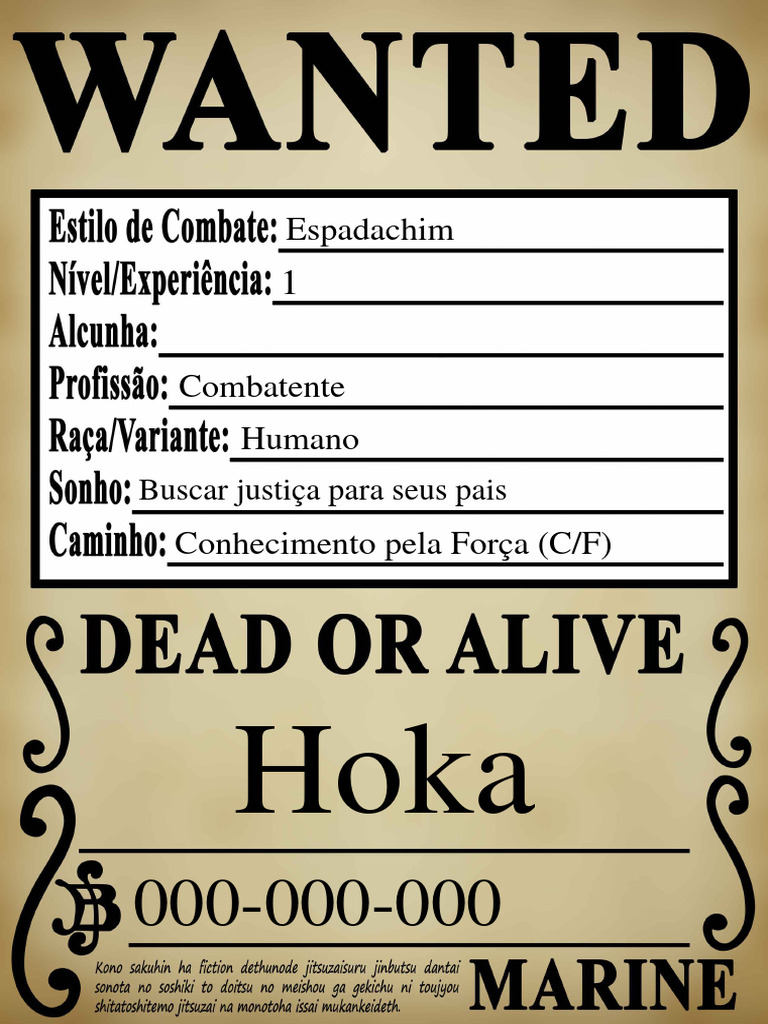 Ficha de Personagem OP Hoka | PDF | Humano