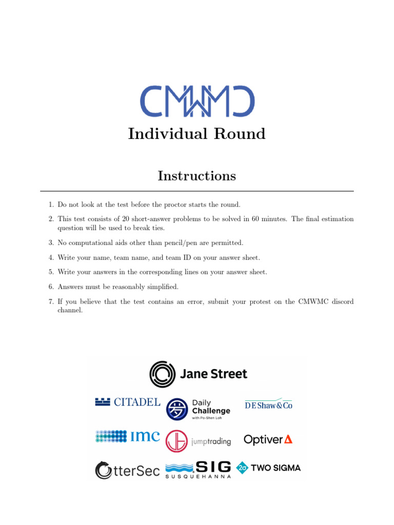 Individual Test | PDF | Elementary Mathematics | Mathematical Concepts