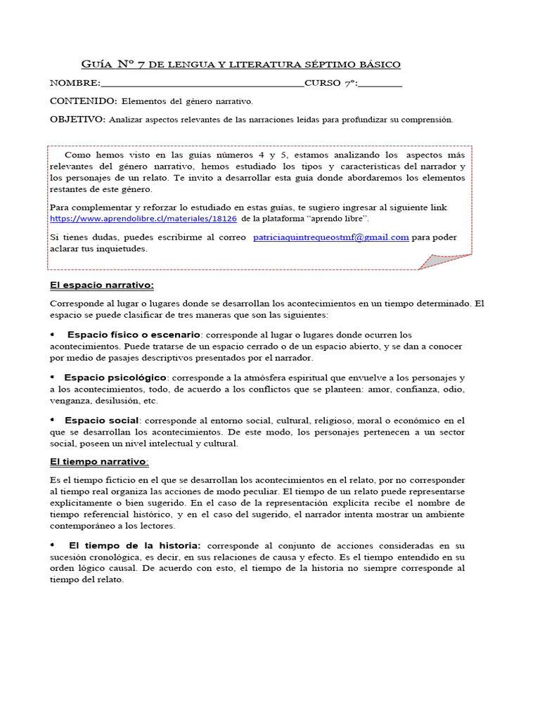 GUIA 3 REPASO 7° | PDF | Narración