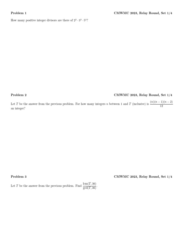 CMWMC_Relay_Problems | PDF | Area | Circle