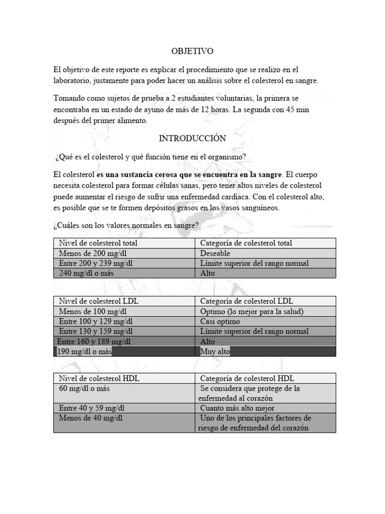 Colesterol | PDF | Colesterol | Hipercolesterolemia
