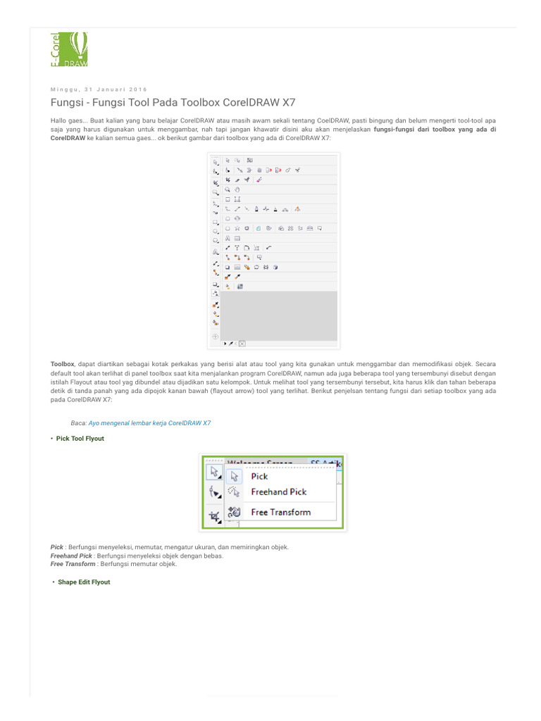 E-CorelDRAW - Fungsi - Fungsi Tool Pada Toolbox CorelDRAW X7 | PDF ...