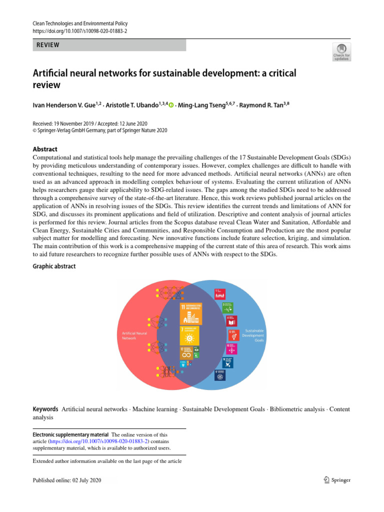 Artificial Neural Networks For Sustainable Development: A Critical Review | Download Free PDF ...