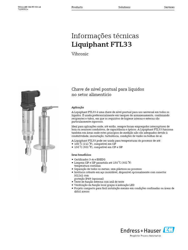 Liquiphant FTL33 Chave de Nivel REF2 | PDF | Controlador lógico ...