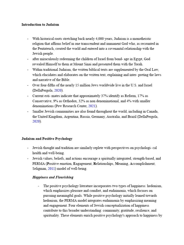 Introduction To Judaism | PDF | Happiness | Virtue