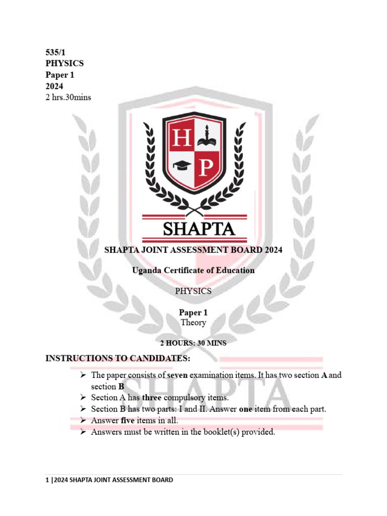 Shapta Uce Physics P1 2024 4 | Download Free PDF | Ice