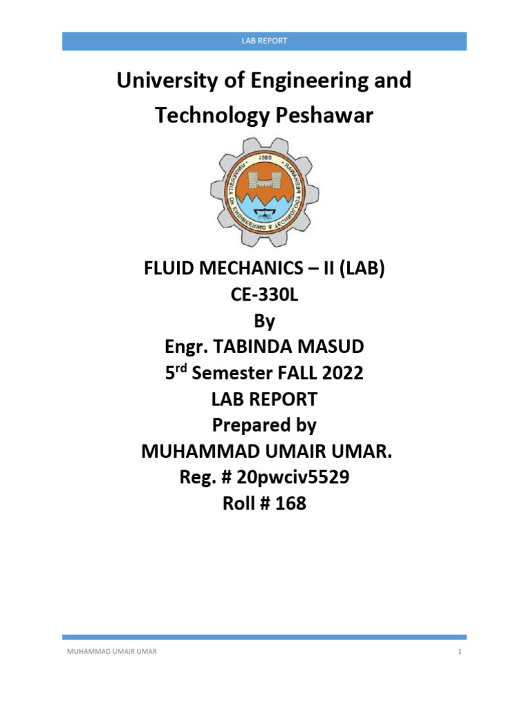 fluid lab report by umair | Download Free PDF | Fluid Dynamics ...