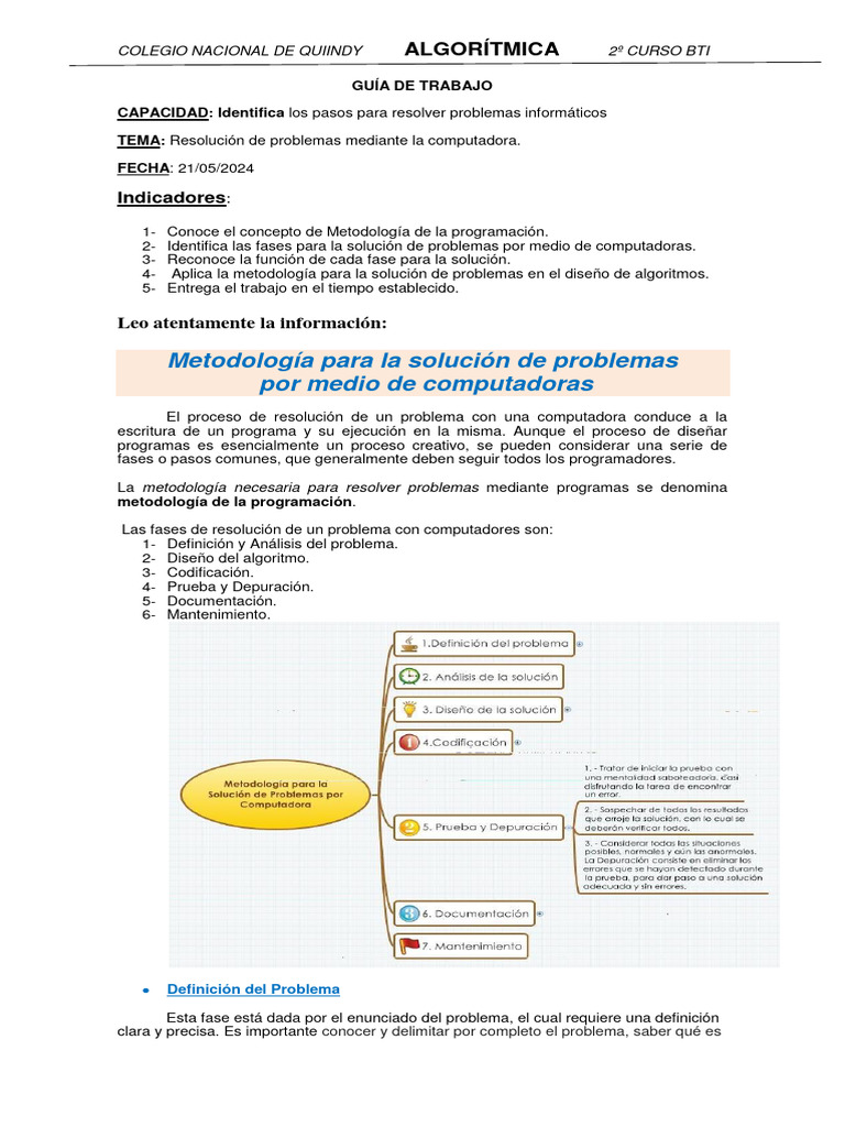 Metodología para Resolver Problemas | PDF | Programa de computadora ...