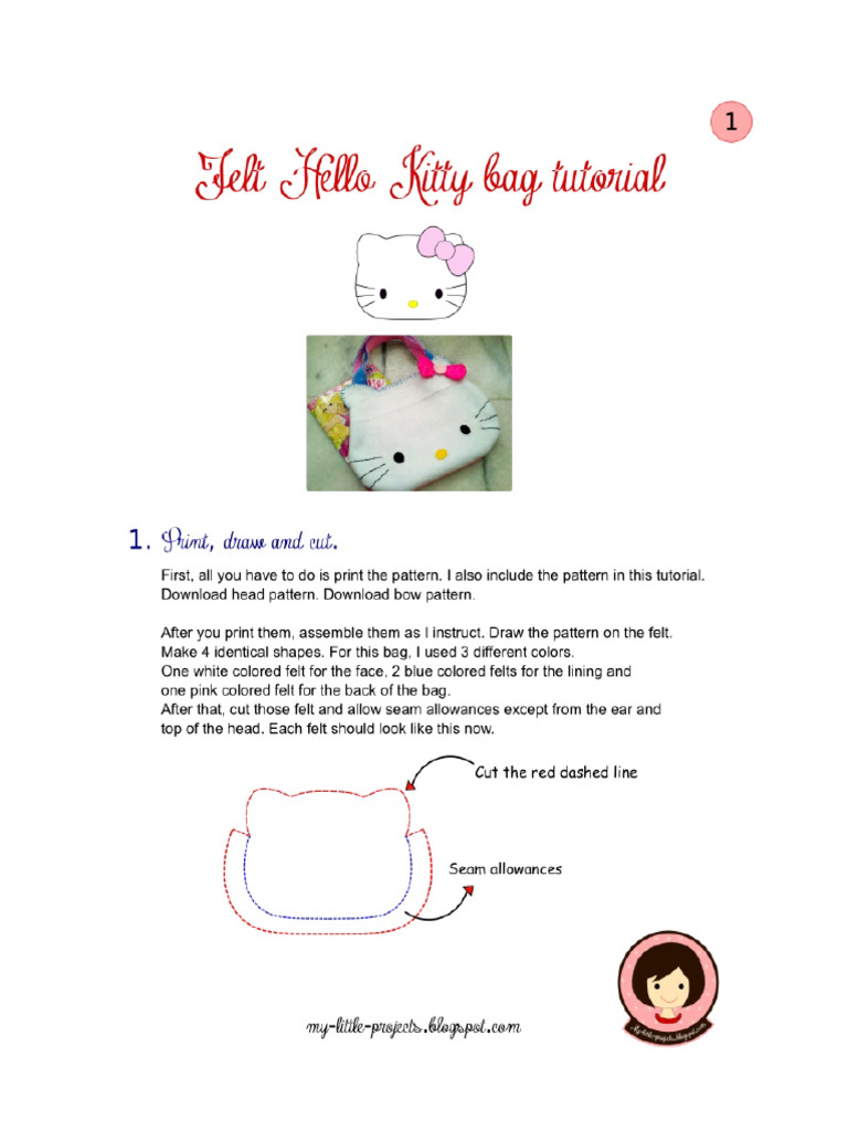 Felt Hello Kitty Face Bag Tutorial | PDF