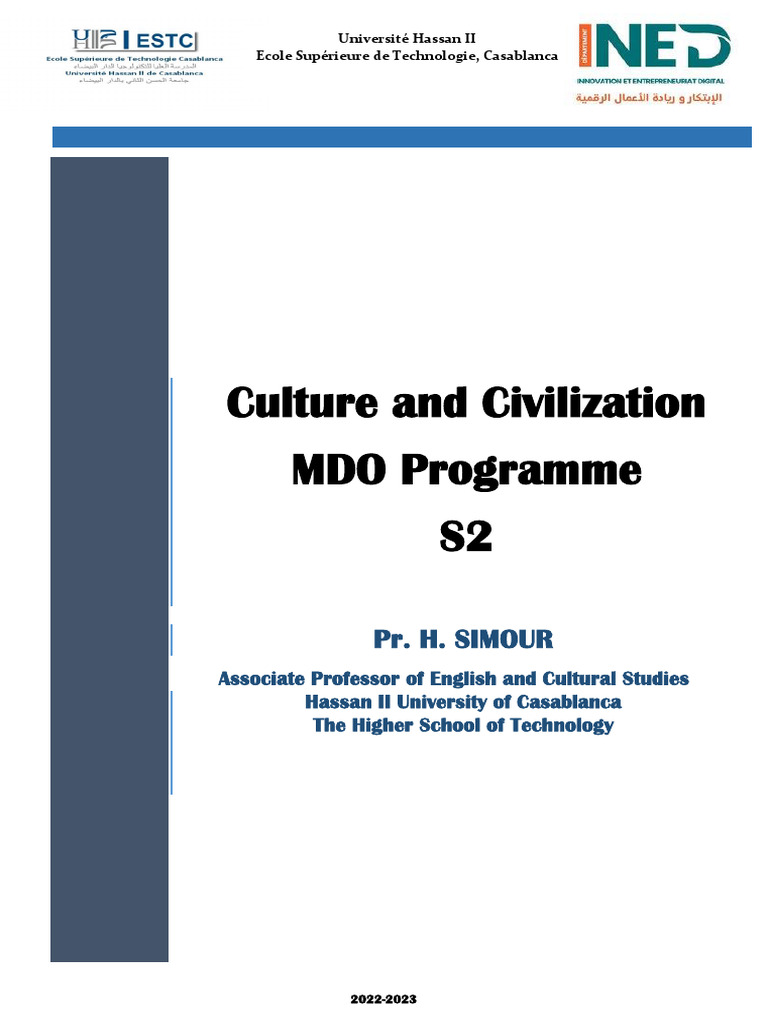 Culture and Civilization Handout - MDO | PDF | Morocco | Berbers