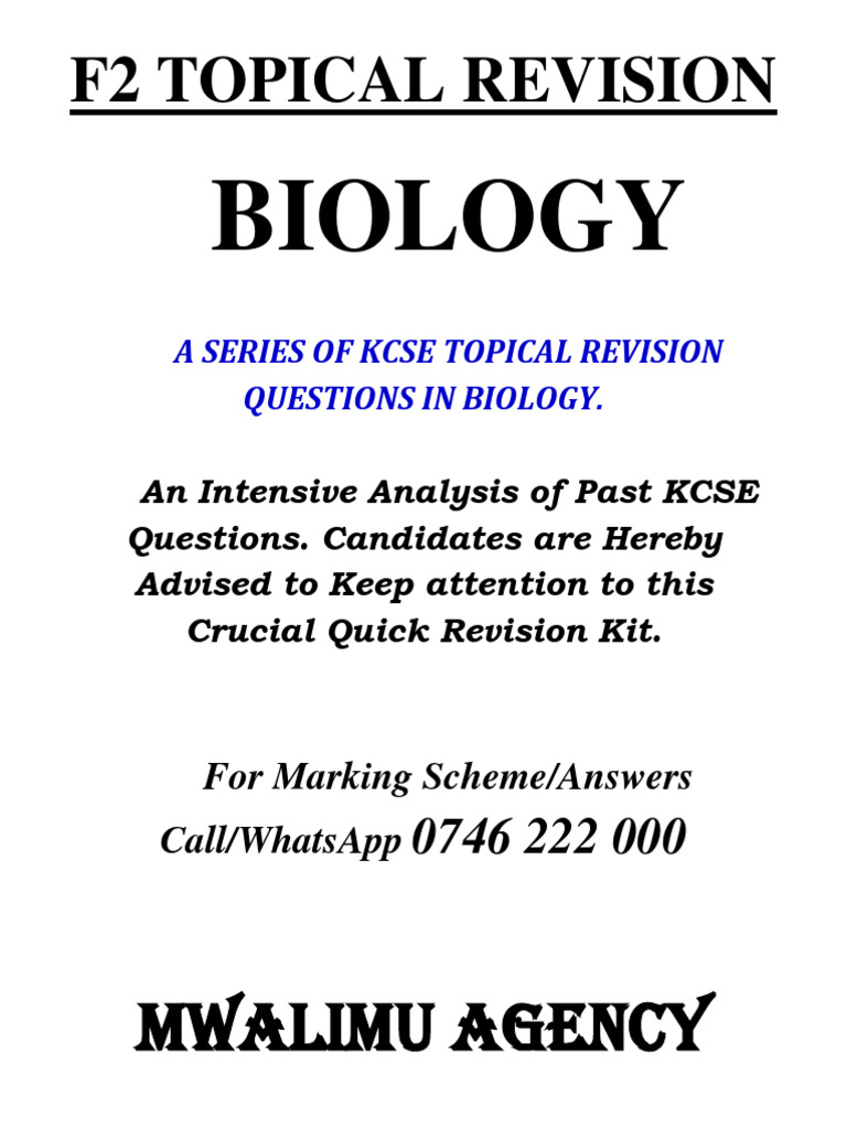 Kcse F2 Biology Topicals | PDF | Cellular Respiration | Kidney