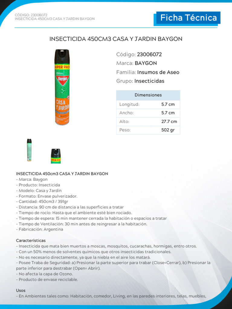 ficha tecnica baygon | Descargar gratis PDF | Insecticida