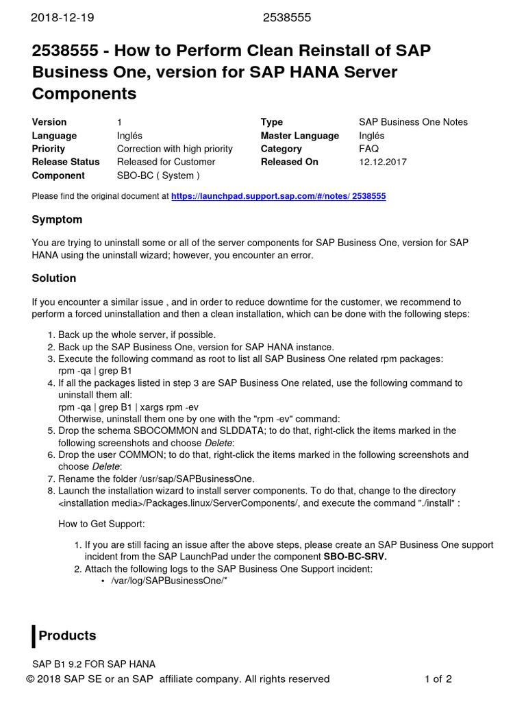 How To Perform Clean Reinstall of SAP Business One, Version For SAP ...