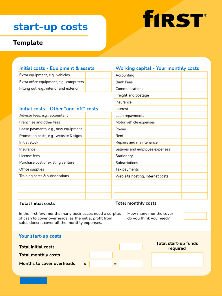 start-up-costs-template | PDF | Fee | Economies