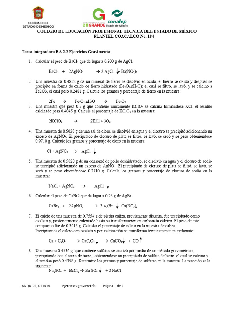 tarea-integradora-ra-2-2-ejercicios-gravimetrc3ada-011314 | PDF | Materiales | Átomos