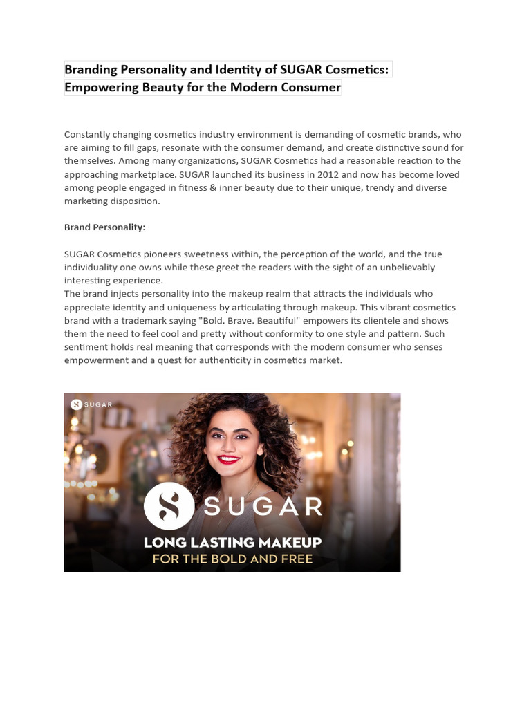 SUGAR Cosmetics: Branding and Identity Insights | PDF | Brand | Advertising