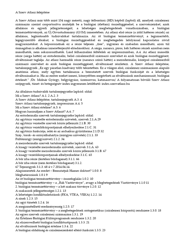 A Szerv Atlasz felépítése | PDF