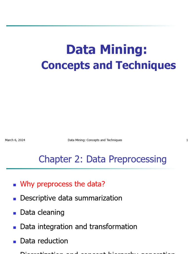Chapter2 Data Preprocssing | PDF | Data Compression | Statistical Analysis