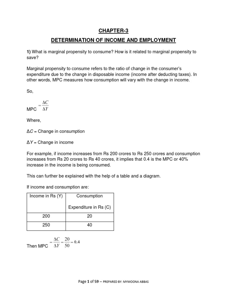 Chapter-3-Macro-Determination of Income and Employment | PDF | Fiscal Multiplier | Measures Of ...