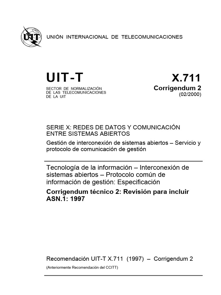 Protocolo de Gestión UIT-T X.711 | PDF | Unión Internacional de ...