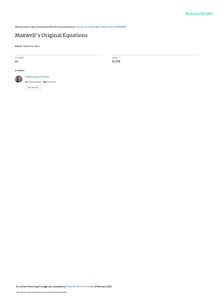 Maxwell's Equations - Tombe74 | PDF | Luminiferous Aether | Magnetic Field