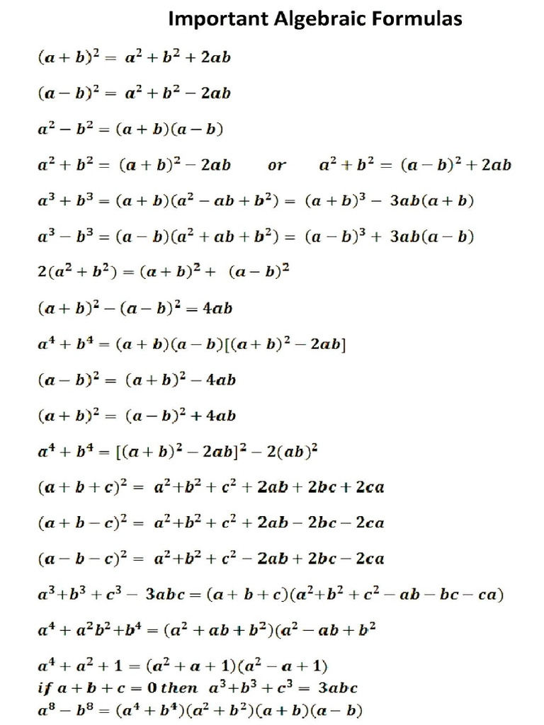 Mathematics formulas | PDF