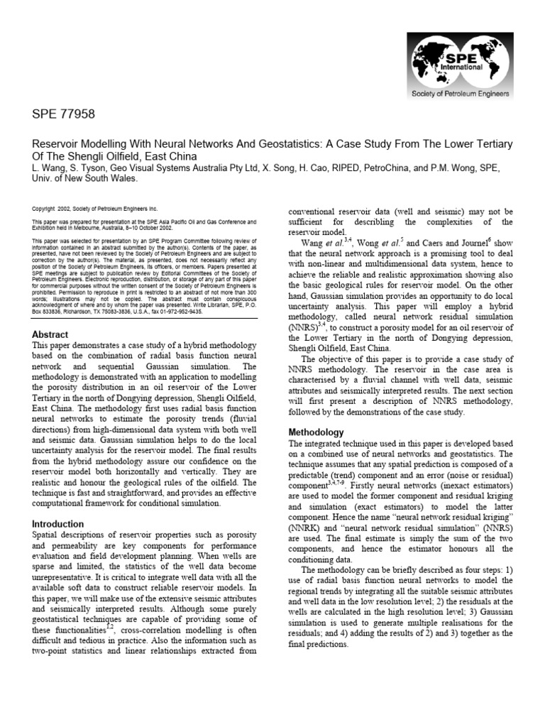 Reservoir Modelling with Neural Networks and Geostatistics | PDF ... Reservoir Modelling with Neural Networks and Geostatistics | PDF ...