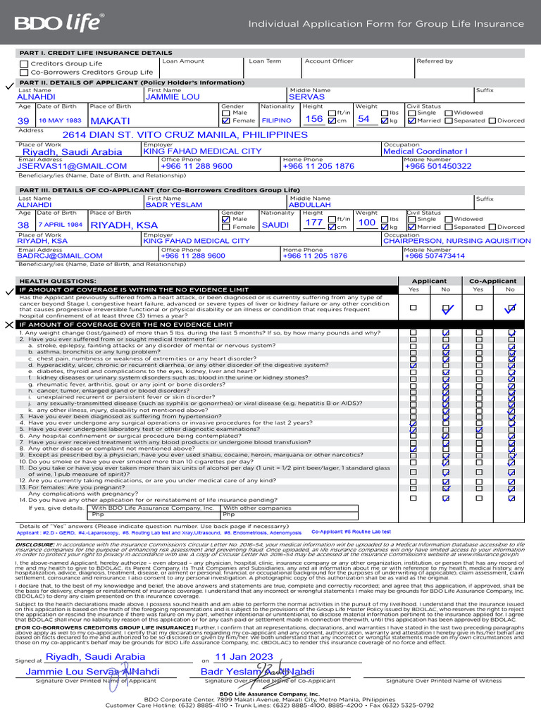 Credit Life Insurance Form | PDF | Mental Disorder | Insurance