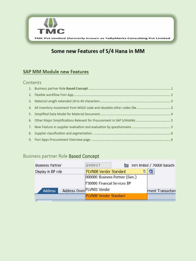 SAP S/4HANA MM Module Updates | PDF