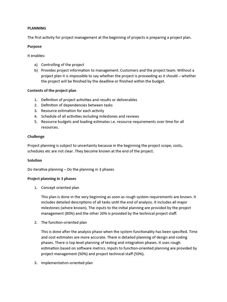 PLANNING | Download Free PDF | Project Management | Software Engineering