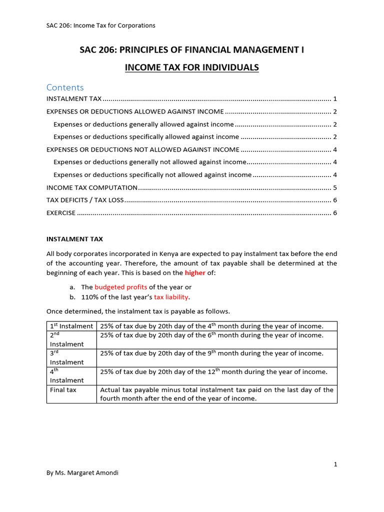 Corporation Tax Notes - 2024 | PDF | Expense | Taxes