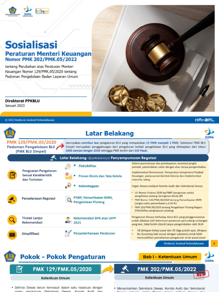 Sosialisasi PMK 202-2022 - Pedoman Pengelolaan BLUD | PDF