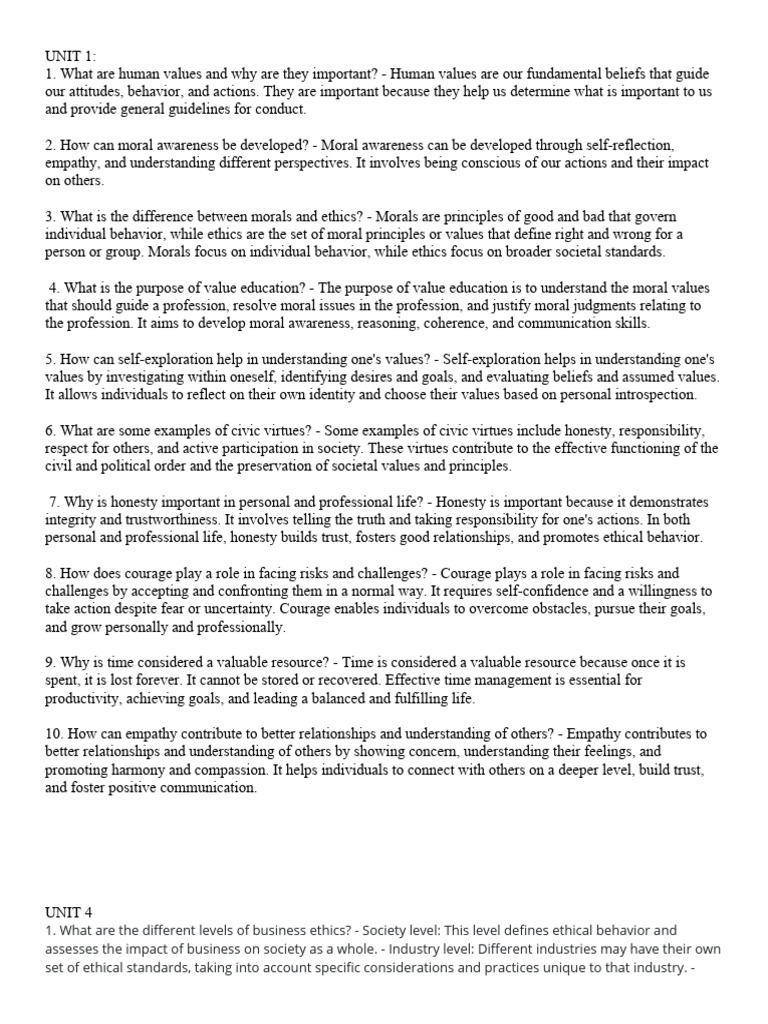 Human Values Notes | PDF | Business Ethics | Employment