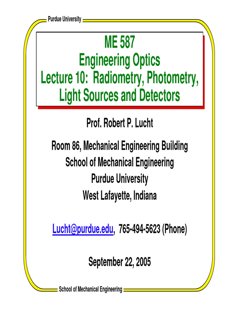 10 Radiometry&Photometry | PDF | Optics | Metrology