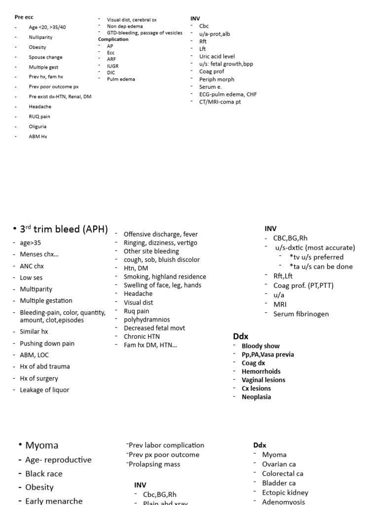 Major HX Gyn Obs | PDF | Urinary Incontinence | Ovarian Cancer