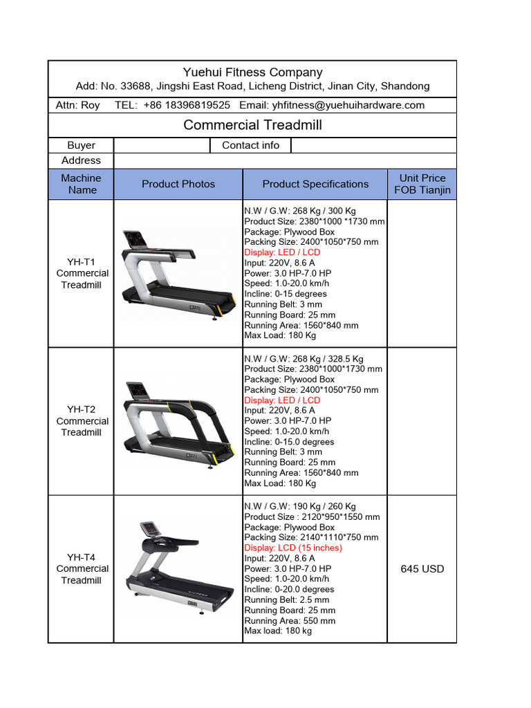 Cardio Machine Price List | PDF | Treadmill