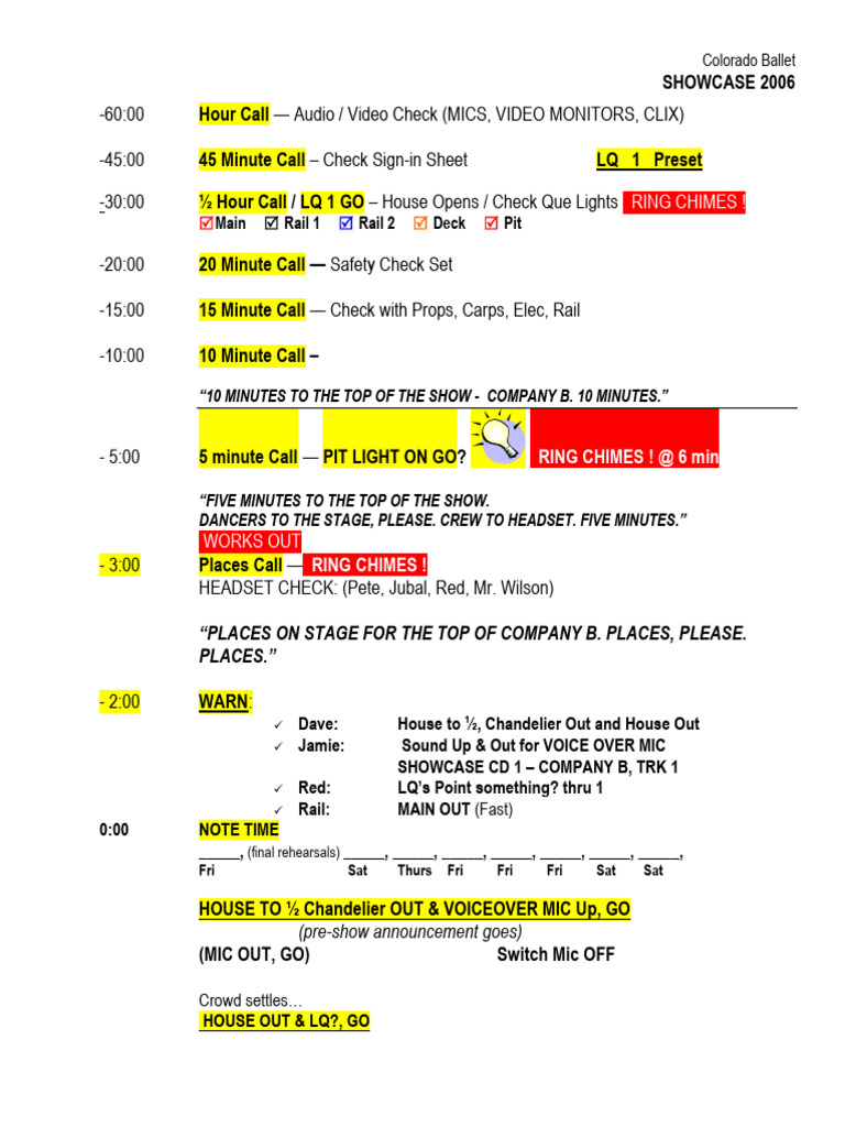 Colorado Ballet Showcase 2006 Schedule | PDF | Ballet