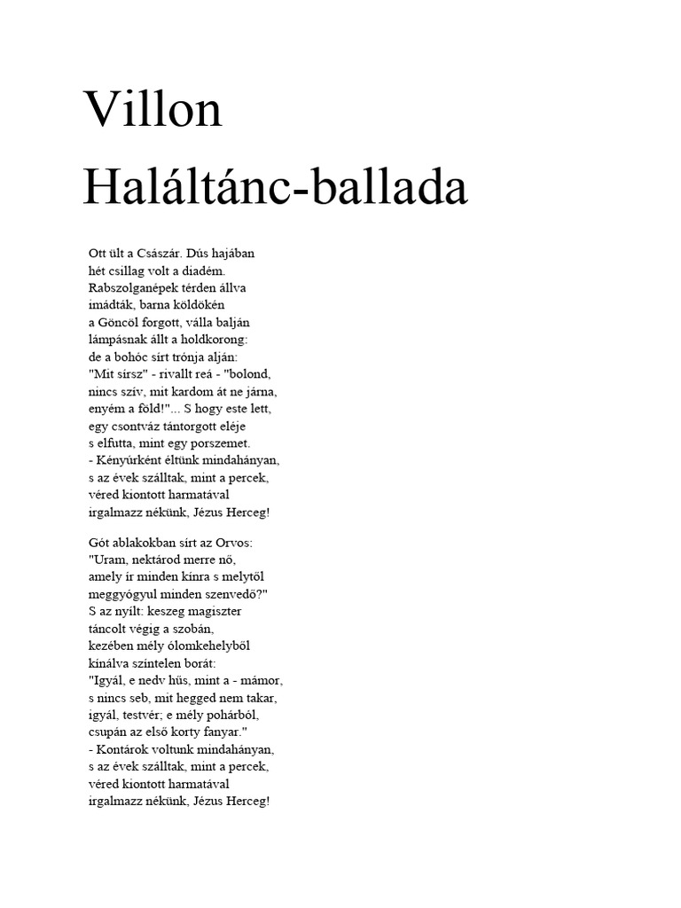 Villon Haláltánc-Ballada | PDF
