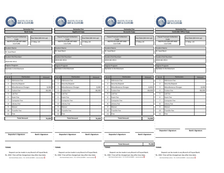 Challan Form Saad 2nd Installment | PDF | Deposit Account | Fee