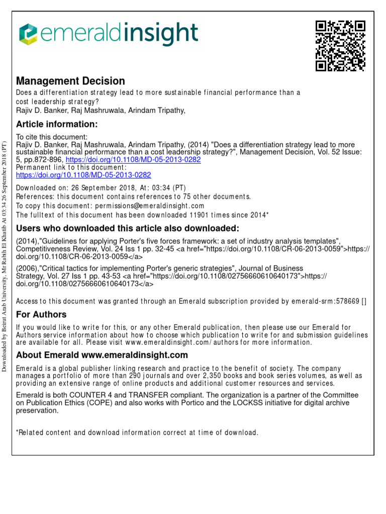 Differentiation vs. Cost Leadership Performance | PDF | Strategic ...