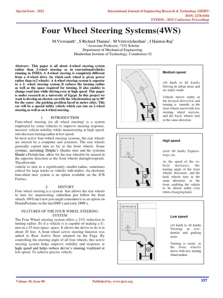 Four Wheel Steering Systems | PDF | Steering | Vehicle Industry