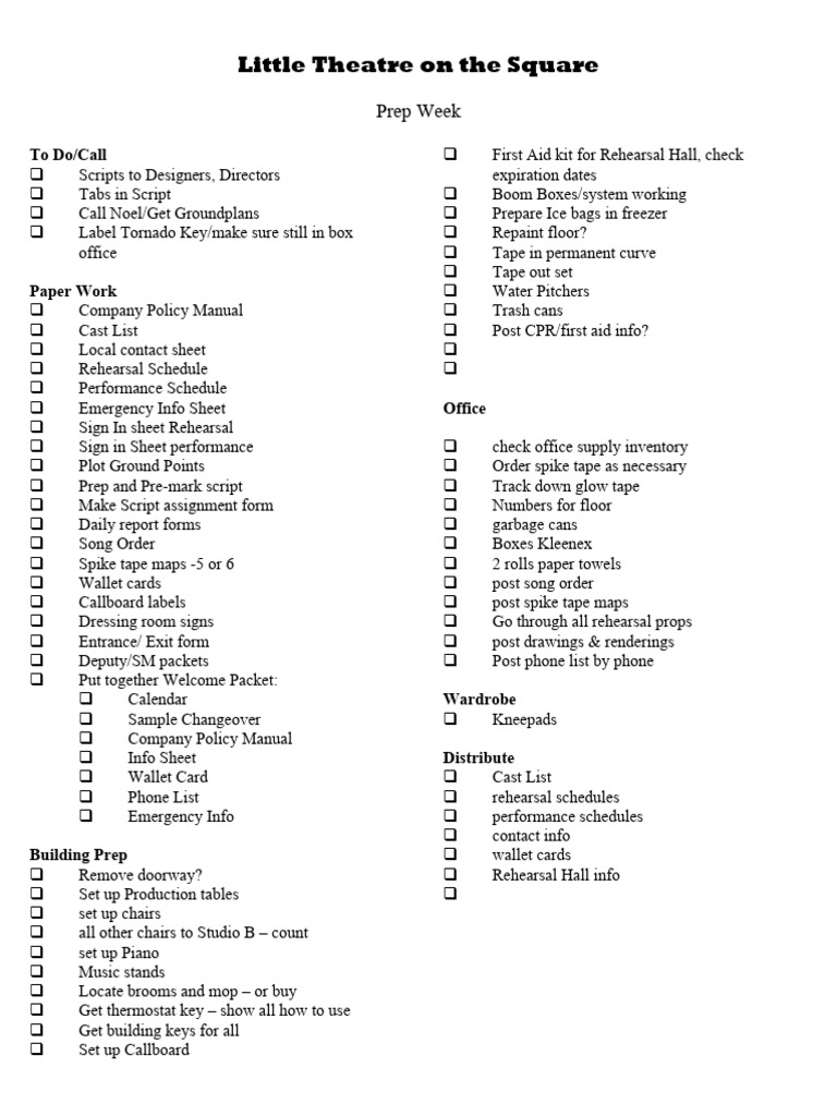 Prep Checklist | PDF