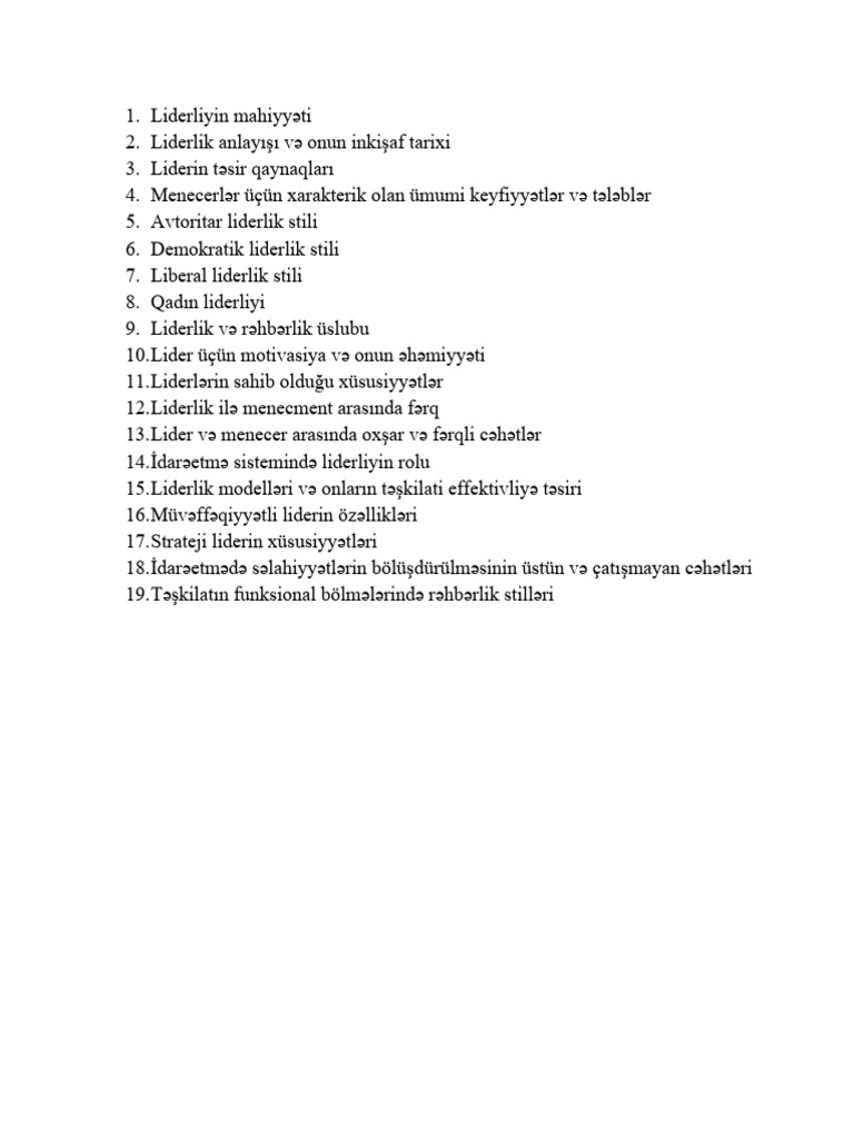 Liderlik Imtahan Suallar | PDF