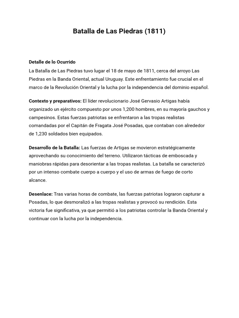 Batalla de Las Piedras (1811) . | PDF | Batallas | Militar