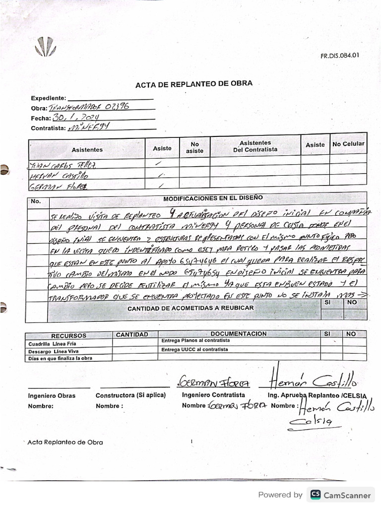 Acta de Replanteo CT02396 | PDF