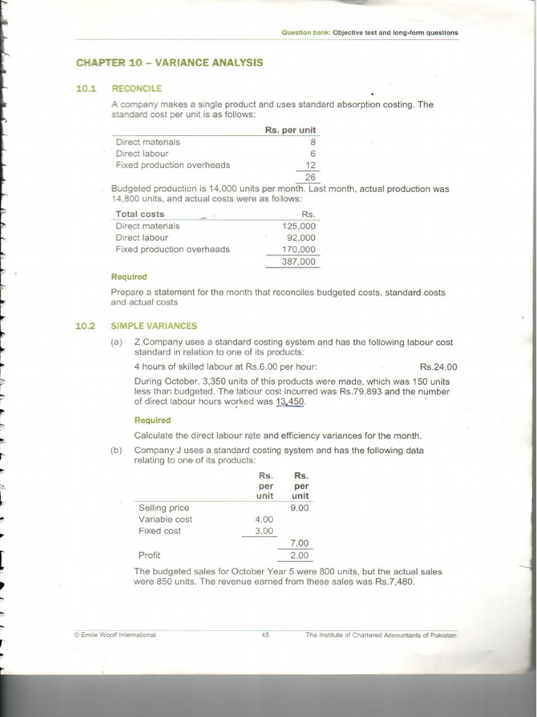 Variance Analysis Pratice Analysis | PDF