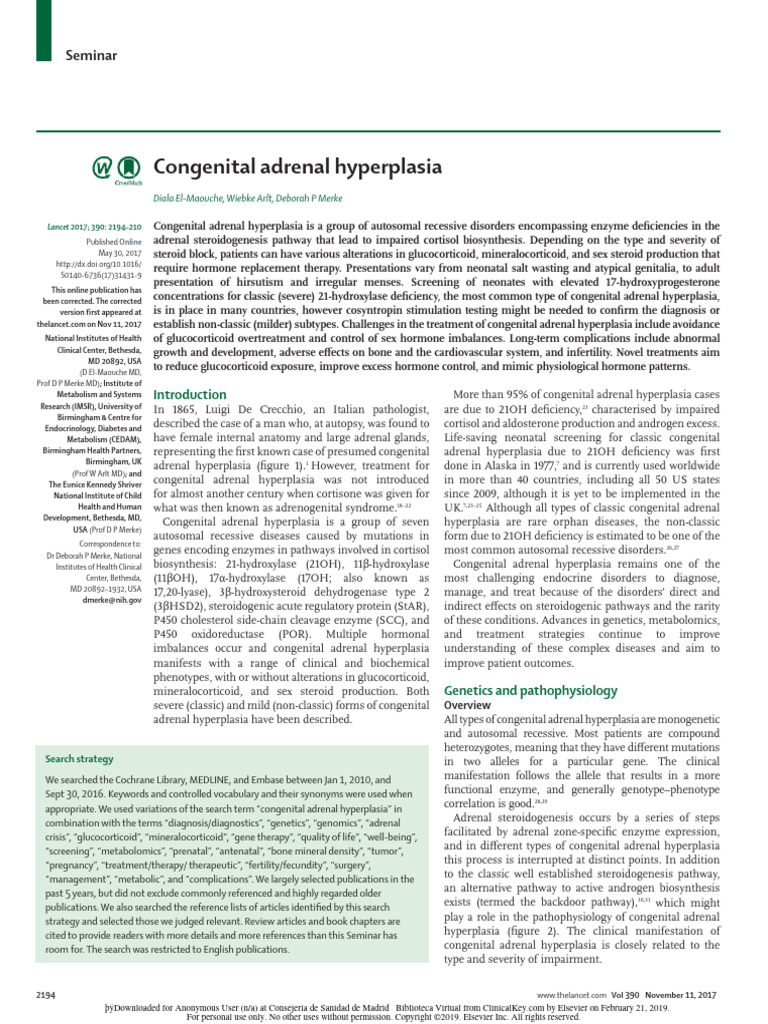 CAH Lancet2017 | PDF | Adrenal Gland | Adrenocorticotropic Hormone